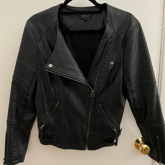 Topshop | Jackets & Coats | Topshop Black Leather Jacket | Poshmark